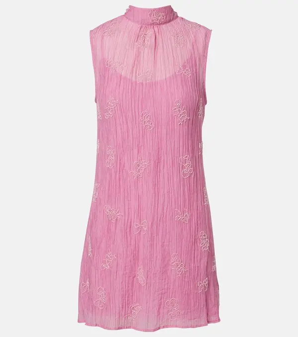 Staud Albee Beaded Organza Minidress - Pink