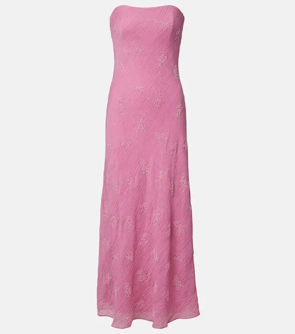 Staud Cassie Beaded Organza Maxi Dress - Pink