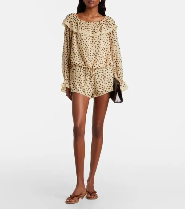 Posse Priscilla Leopard-print Silk Shorts - Beige