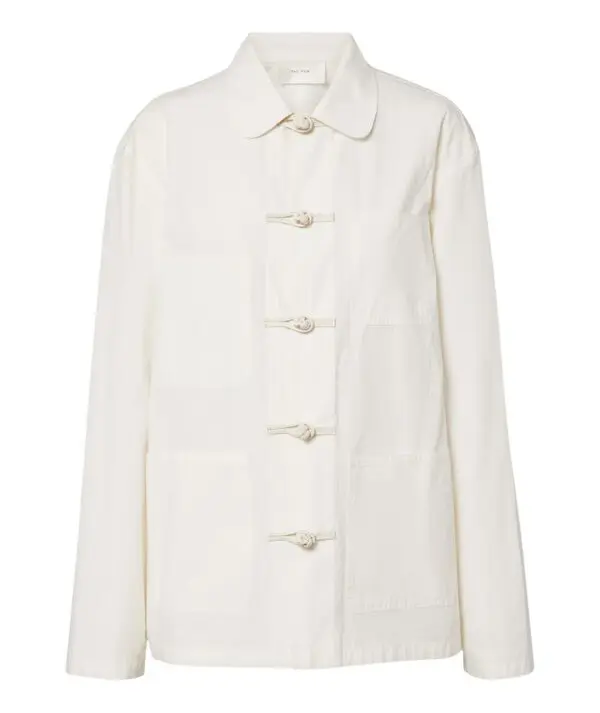 THE ROW Behati Cotton Poplin Jacket With Leather Trim
