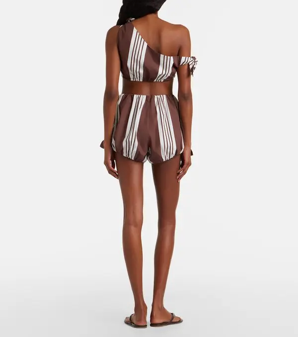Posse Rosie Striped Cotton Shorts - Brown