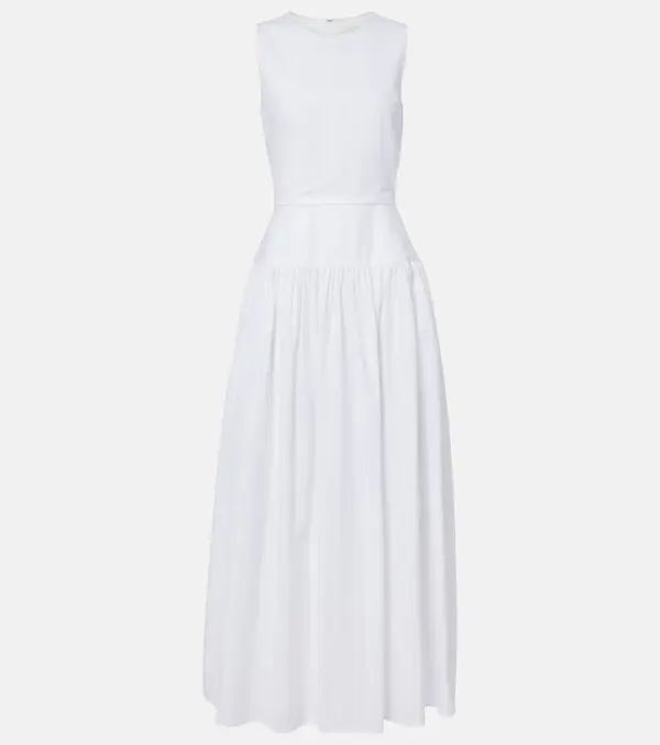 Loulou De Saison Ama Cotton Poplin Maxi Dress - White