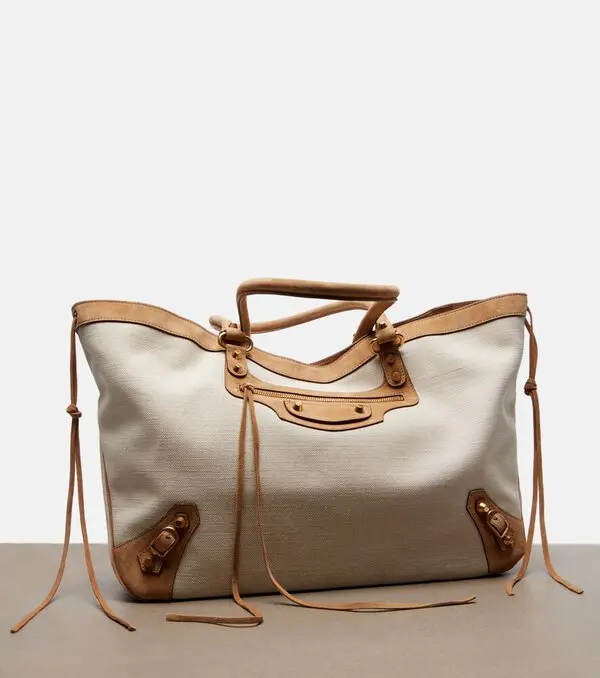 Balenciaga Le City Beach Medium Canvas Tote Bag - Beige