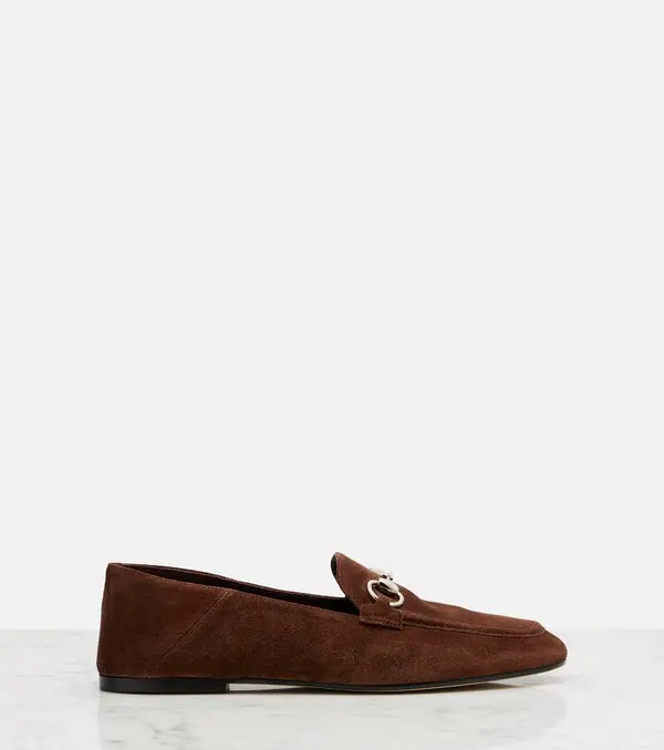Gucci Jordaan Horsebit Suede Loafers - Brown