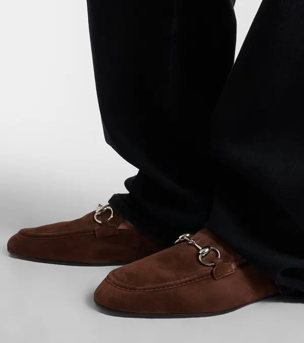 Gucci Jordaan Horsebit Suede Loafers - Brown