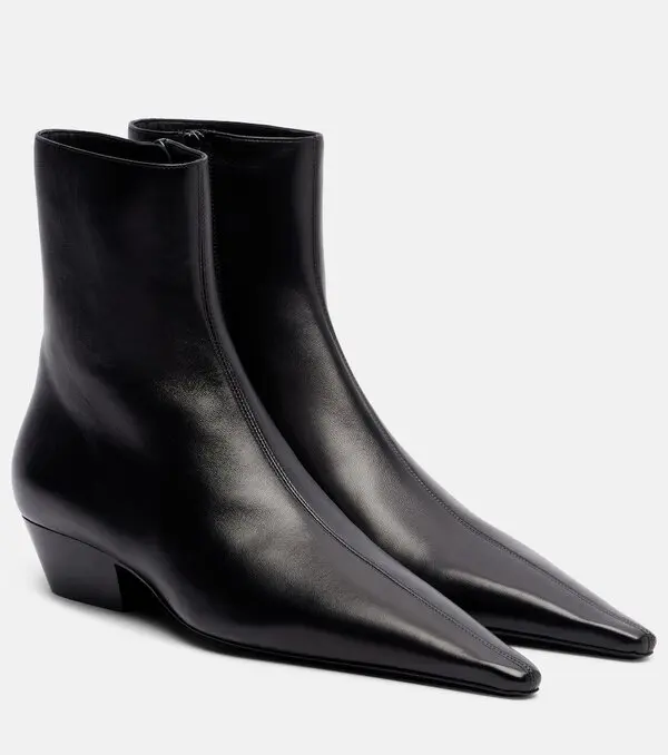 Saint Laurent Leather Ankle Boots - Black