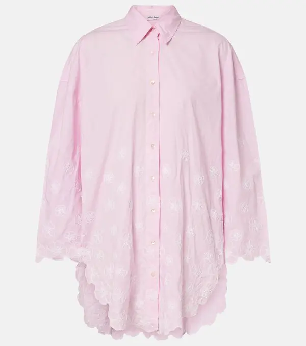 JULIET DUNN Embroidered Cotton Poplin Shirt - Pink