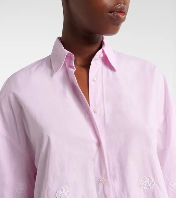 JULIET DUNN Embroidered Cotton Poplin Shirt - Pink