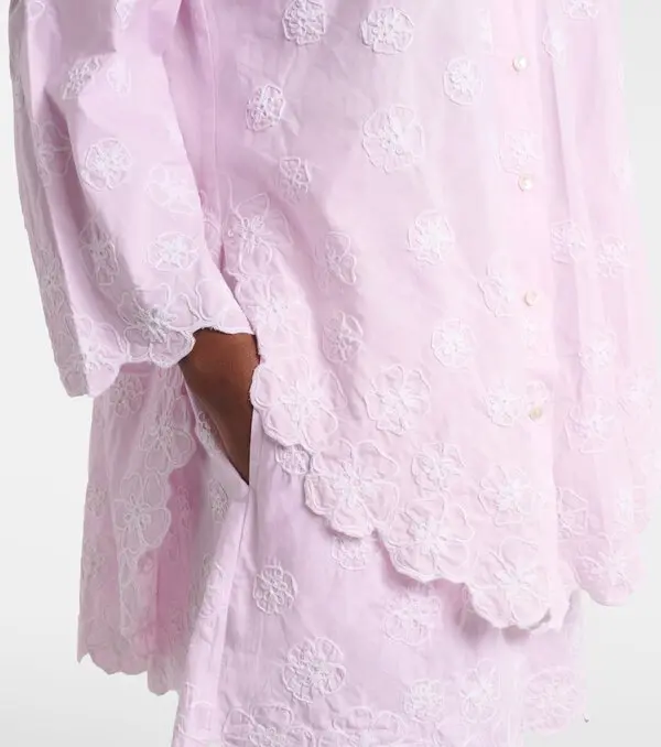 JULIET DUNN Embroidered Cotton Poplin Shirt - Pink