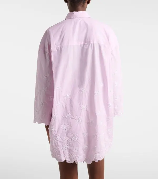 JULIET DUNN Embroidered Cotton Poplin Shirt - Pink
