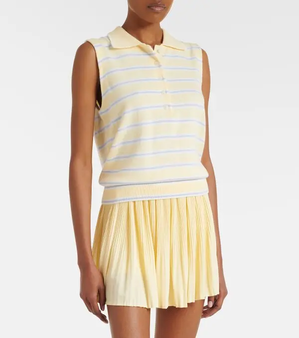 Varley Rue Striped Cotton-blend Sleeveless Polo Shirt - Yellow