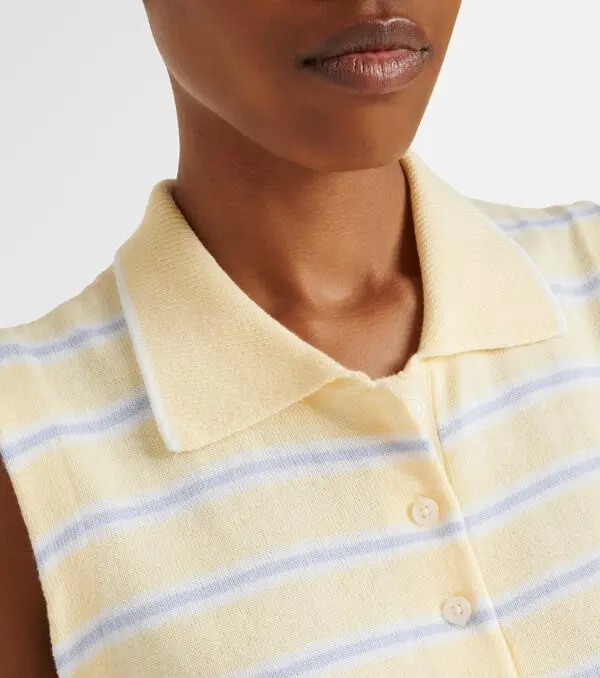 Varley Rue Striped Cotton-blend Sleeveless Polo Shirt - Yellow