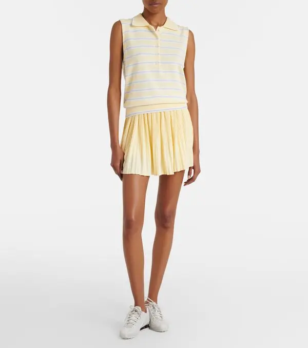 Varley Rue Striped Cotton-blend Sleeveless Polo Shirt - Yellow