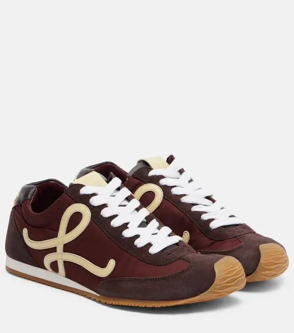 Loewe Ballet Runner 2.0 Suede-trimmed Sneakers - Burgundy
