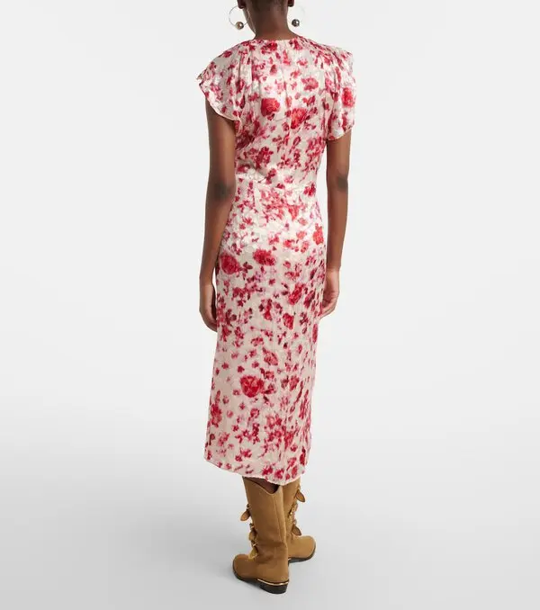 Isabel Marant Étoile Lindsay Floral Ruched Jacquard Midi Dress - Pink