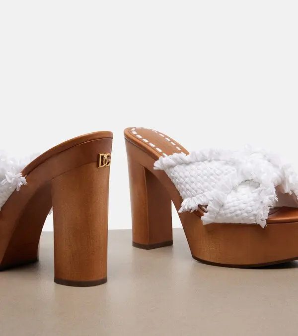 Dolce & Gabbana Raffia Platform Mules