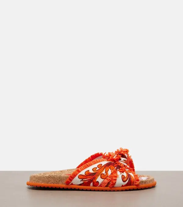 Dolce & Gabbana Majolica Fringed Brocade Slides