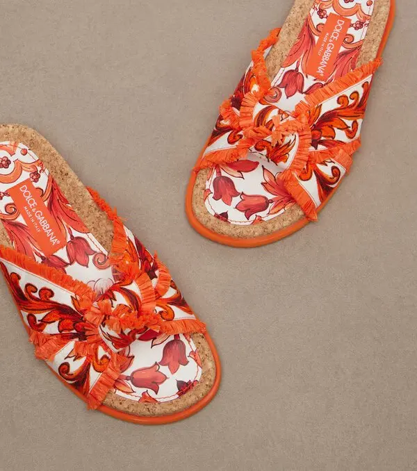 Dolce & Gabbana Majolica Fringed Brocade Slides