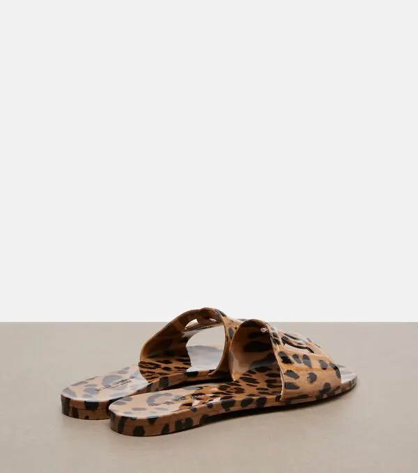 Dolce & Gabbana Leopard-print Rubber Slides - Brown