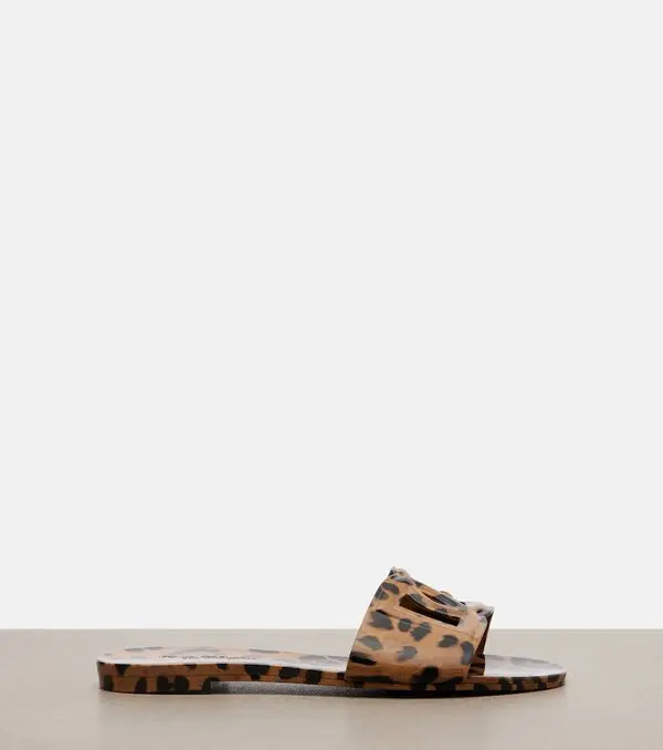 Dolce & Gabbana Leopard-print Rubber Slides - Brown