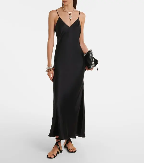 Isabel Marant Étoile Nevana Satin Maxi Dress - Black