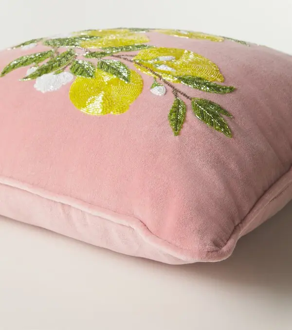 LES-OTTOMANS Embroidered Cotton Velvet Cushion