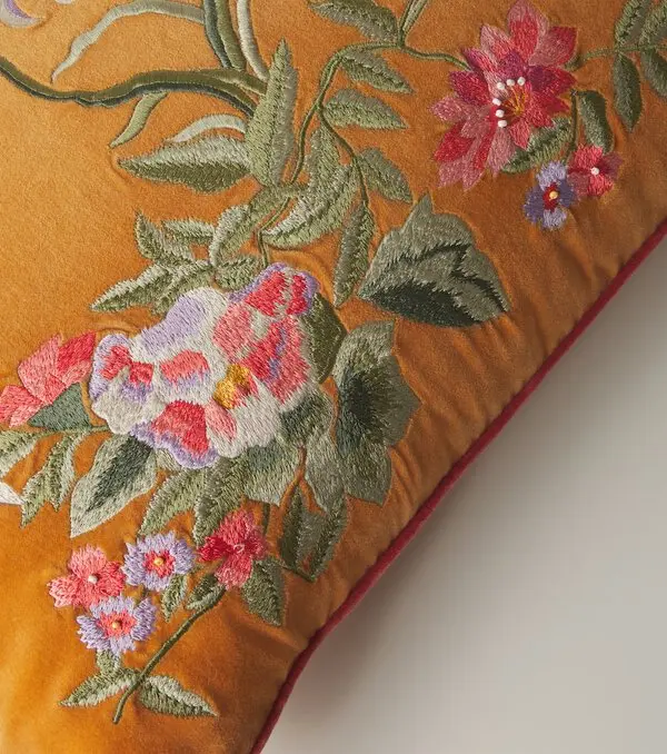 LES-OTTOMANS Embroidered Cotton Velvet Cushion