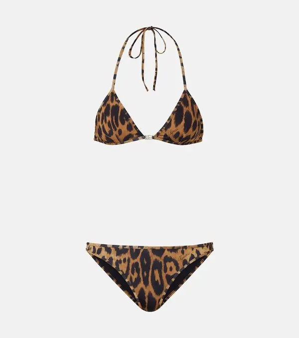 Gucci Leopard-print Bikini - Brown