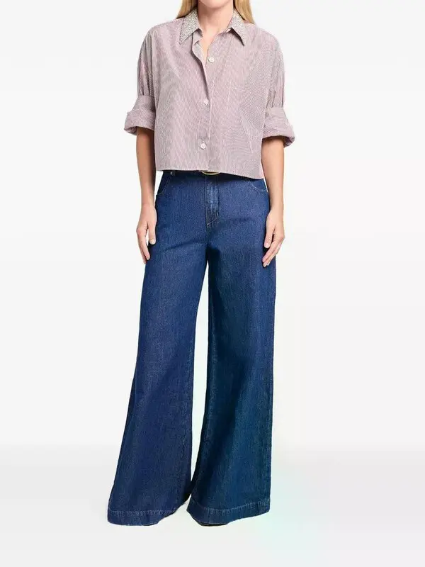 TWP Striped Shirt With Crystal Embellishments
