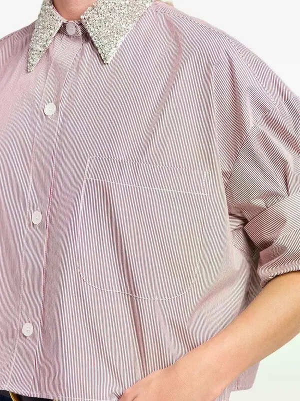 TWP Striped Shirt With Crystal Embellishments