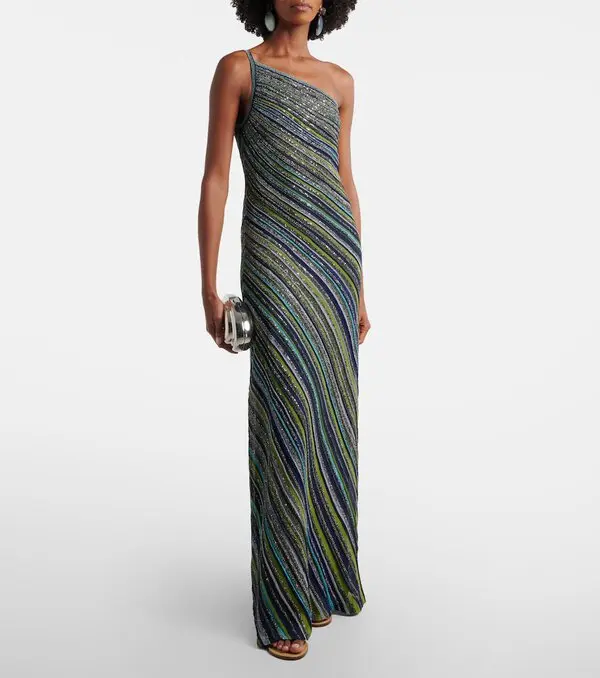Missoni One-shoulder Sequined Maxi Dress