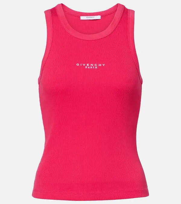 Givenchy Logo Ribbed Cotton Tank Top - Pink