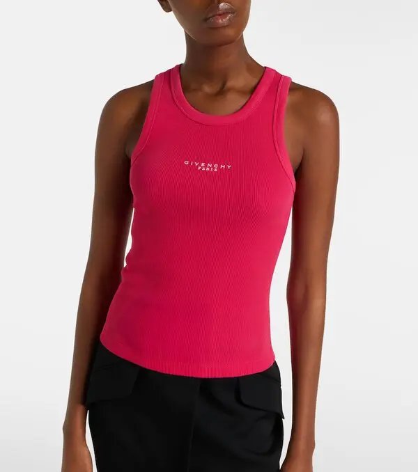 Givenchy Logo Ribbed Cotton Tank Top - Pink