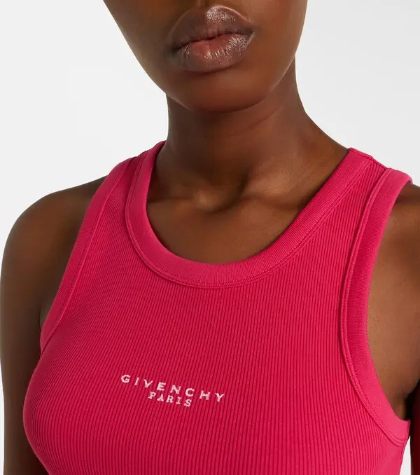 Givenchy Logo Ribbed Cotton Tank Top - Pink
