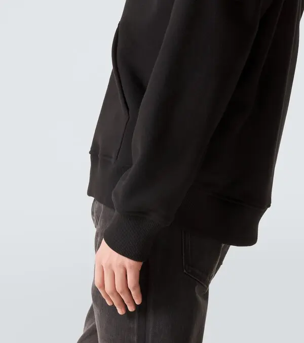 Givenchy Logo Cotton Fleece Zip-up Hoodie - Black