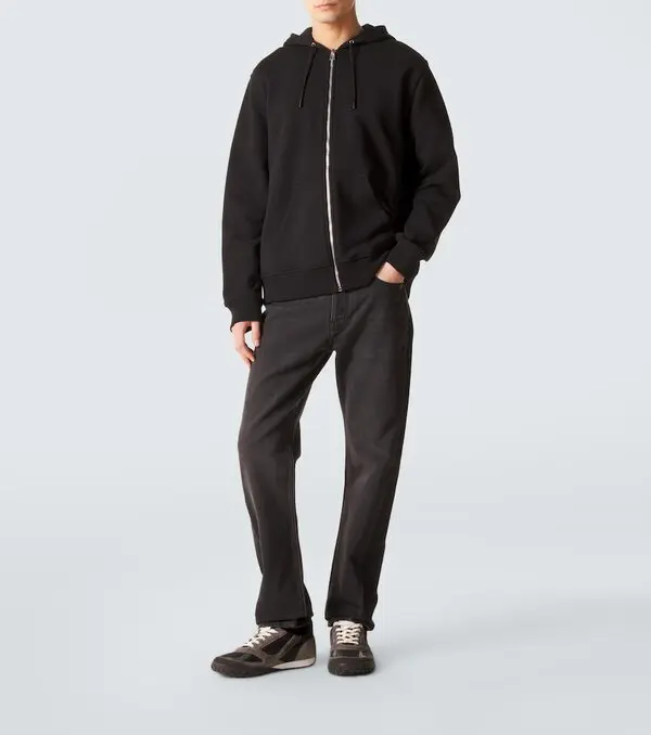 Givenchy Logo Cotton Fleece Zip-up Hoodie - Black