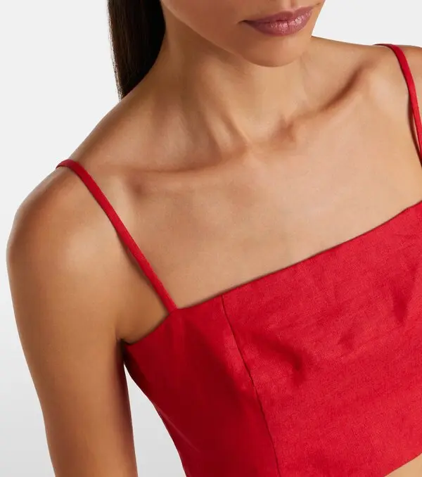 Staud Federico Linen Crop Top