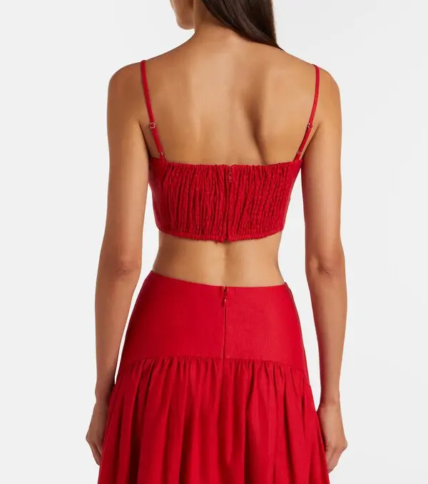 Staud Federico Linen Crop Top