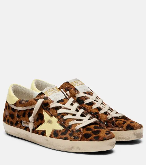 GOLDEN GOOSE Super-star Leopard-print Calf Hair Sneakers - Brown