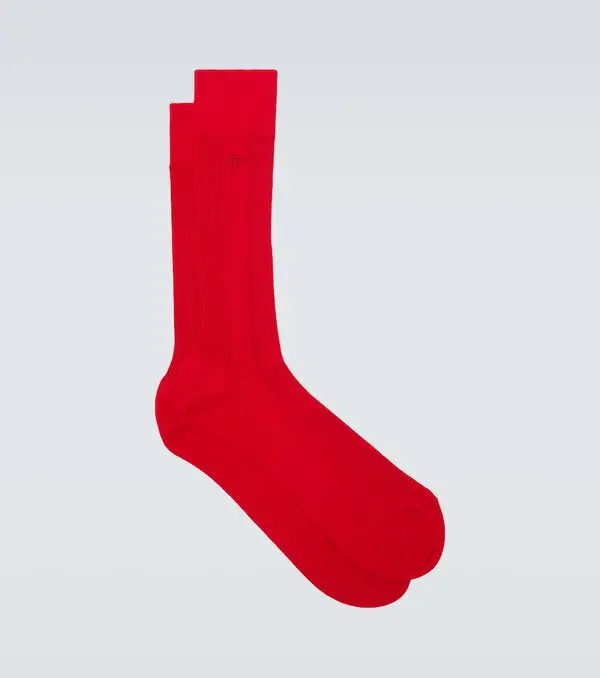 TOM FORD Ribbed-knit Cotton Socks - Red