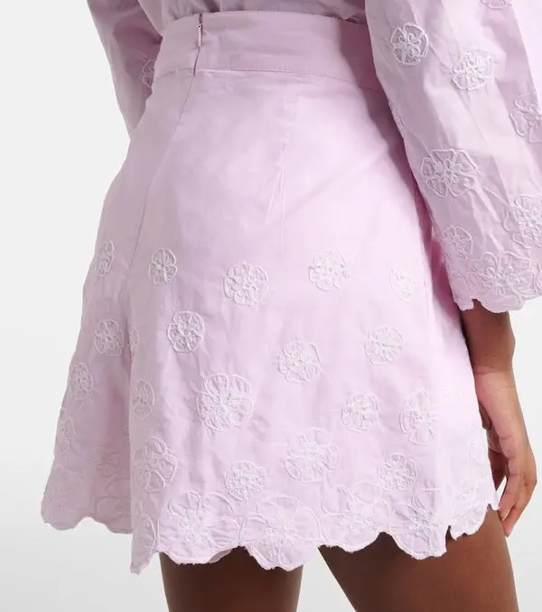 JULIET DUNN Embroidered Cotton Poplin Shorts - Pink