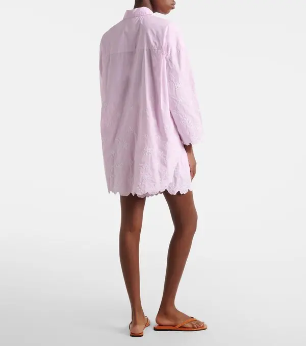 JULIET DUNN Embroidered Cotton Poplin Shorts - Pink