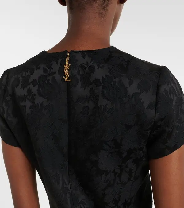 Saint Laurent Devoré Floral Cotton-blend Minidress
