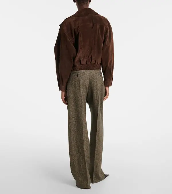 Saint Laurent Herringbone Wool-blend Wide-leg Pants