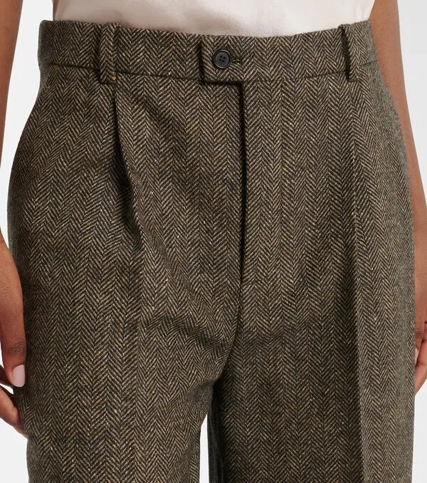 Saint Laurent Tailored Herringbone Wool-blend Bermuda Shorts
