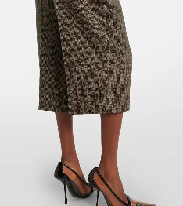 Saint Laurent Tailored Herringbone Wool-blend Bermuda Shorts