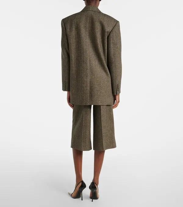 Saint Laurent Tailored Herringbone Wool-blend Bermuda Shorts