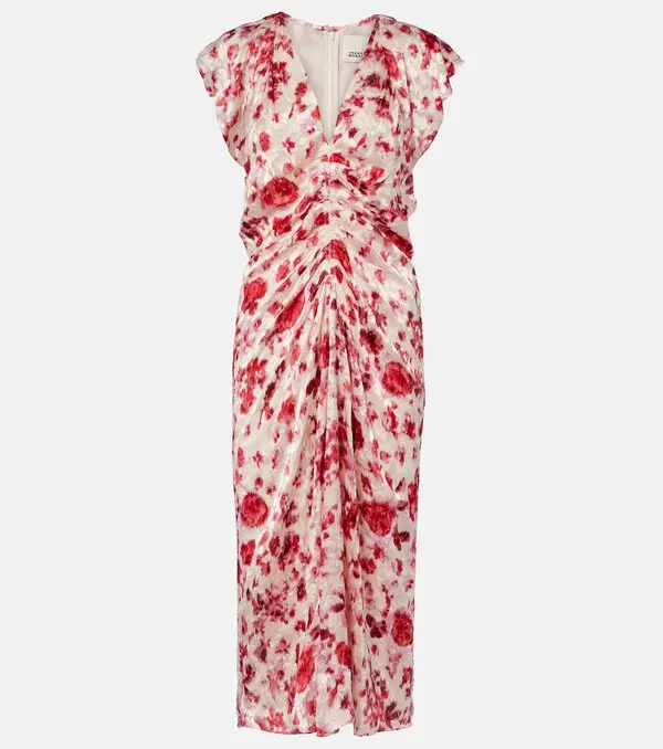 Isabel Marant Étoile Lindsay Floral Ruched Jacquard Midi Dress - Pink
