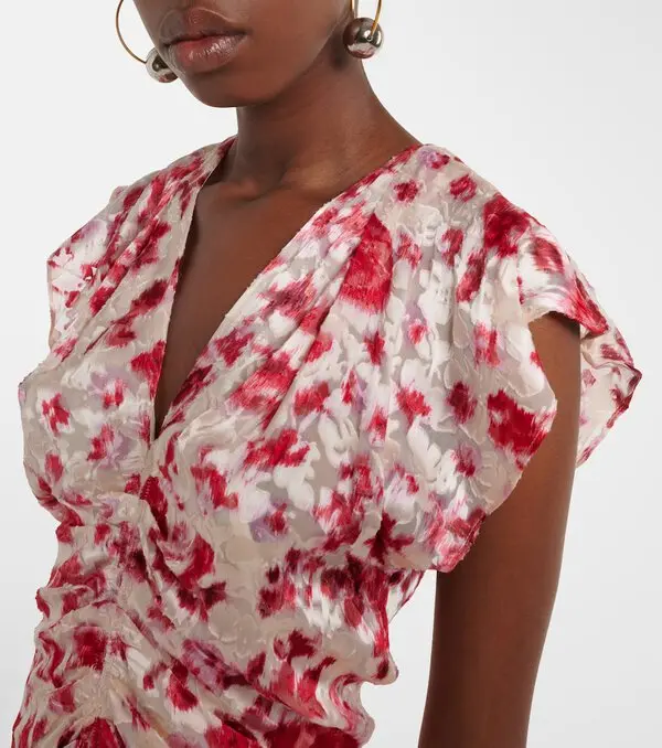 Isabel Marant Étoile Lindsay Floral Ruched Jacquard Midi Dress - Pink
