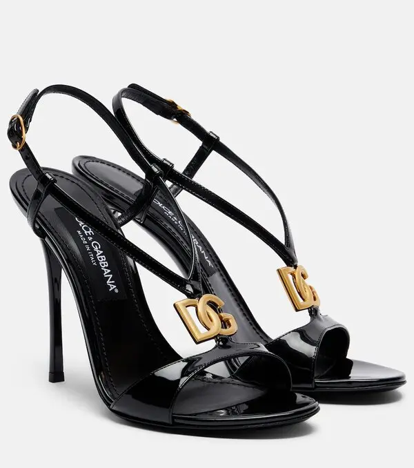 Dolce & Gabbana Dg Patent Leather Slingback Sandals